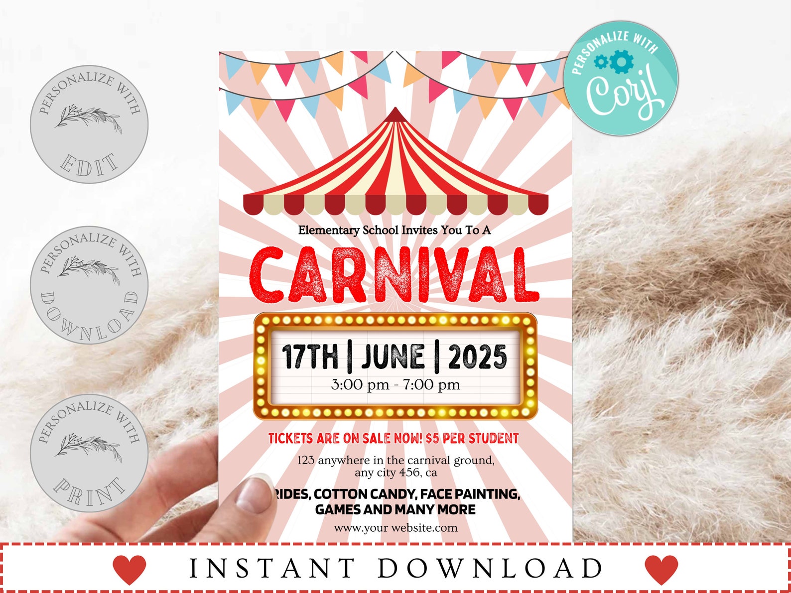 Editable Carnival Flyer Template, Fair Event, Digital Download ...