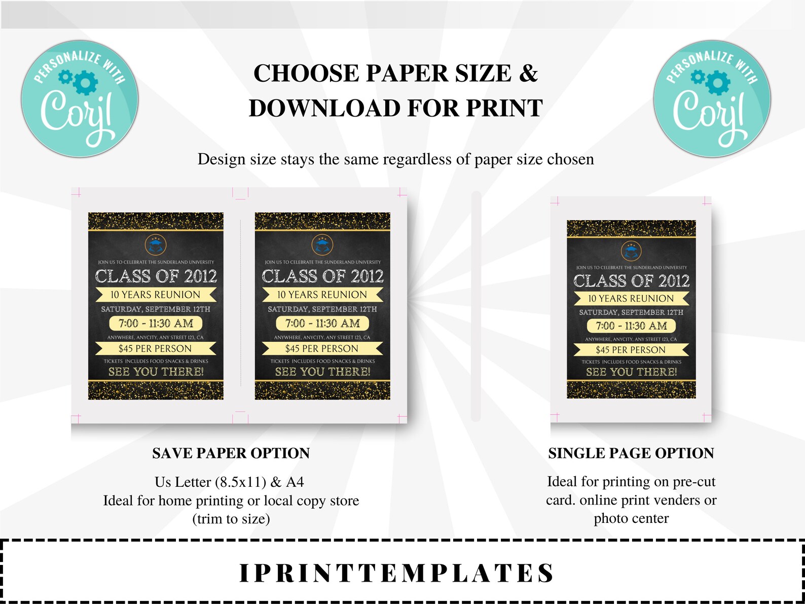 Editable and Printable College or High School Reunion Invitation Flyer ...