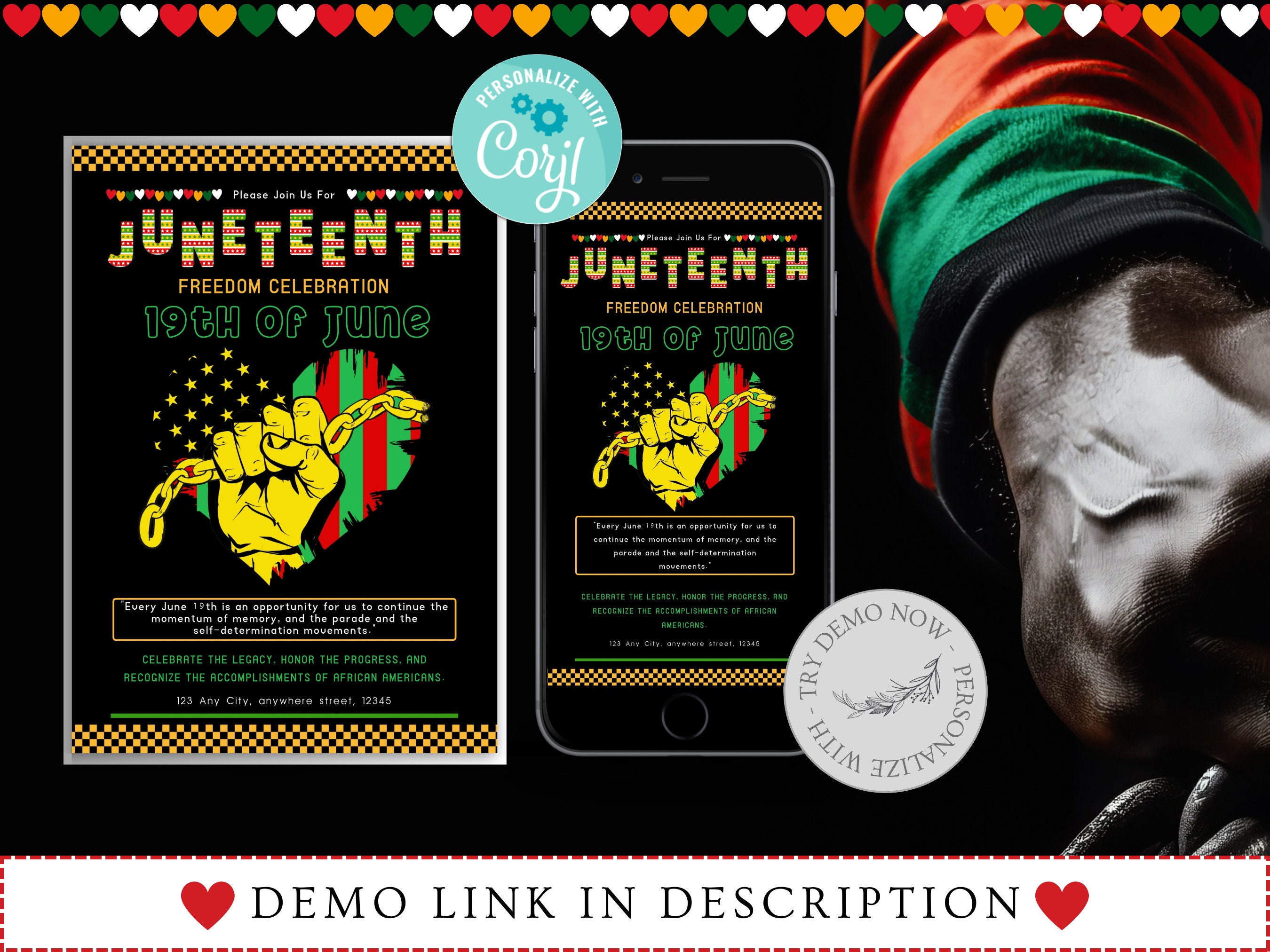 Juneteenth Celebration Invitation, Black Freedom Juneteenth Invitation ...