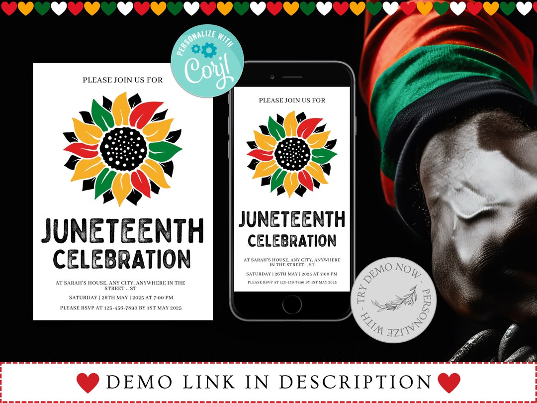 Juneteenth Celebration Digital Editable Template, Juneteenth Party ...