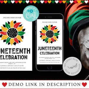 Juneteenth Celebration Digital Editable Template, Juneteenth Party ...