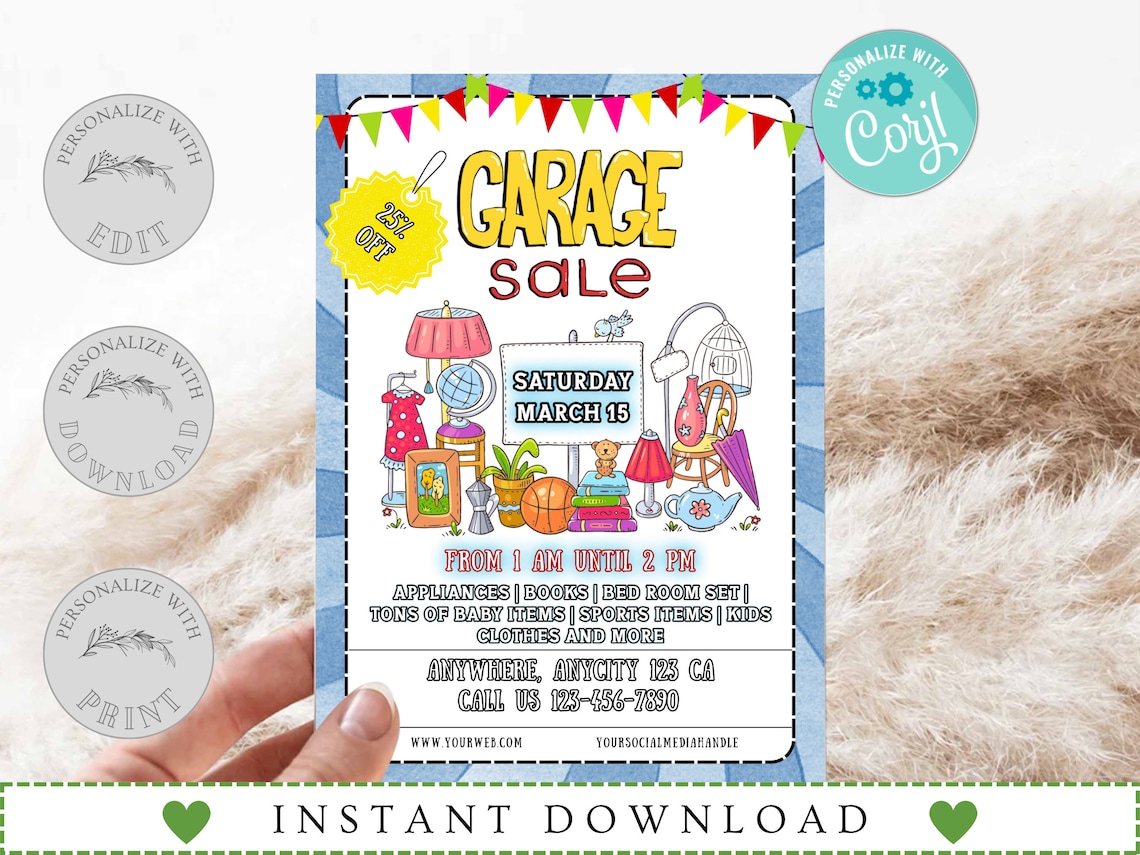 Editable Garage Sale Flyer Template, Sale Event Template, Instant ...