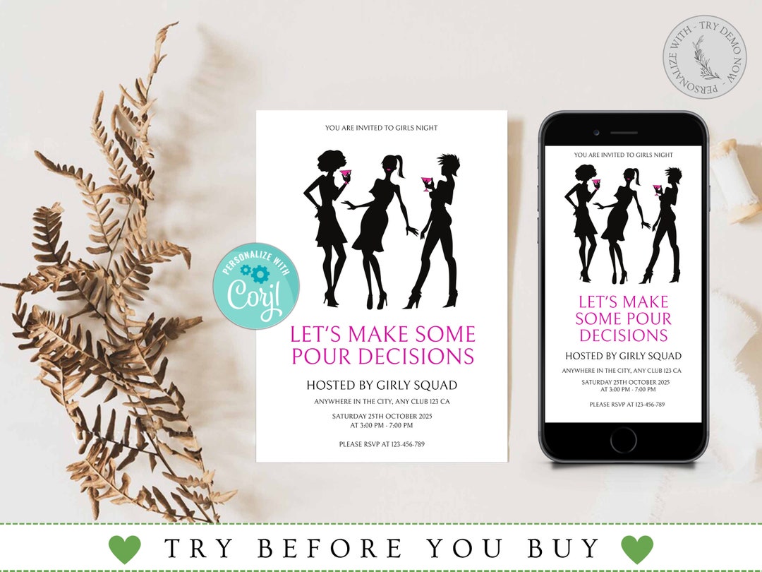 Ladies Night in Invitation, Girls Night in Invite, Bachelorette Invite ...