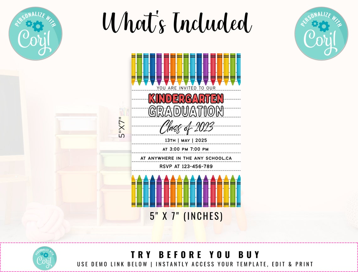 Kindergarten Graduation Invitation, Editable Kindergarten Graduation ...