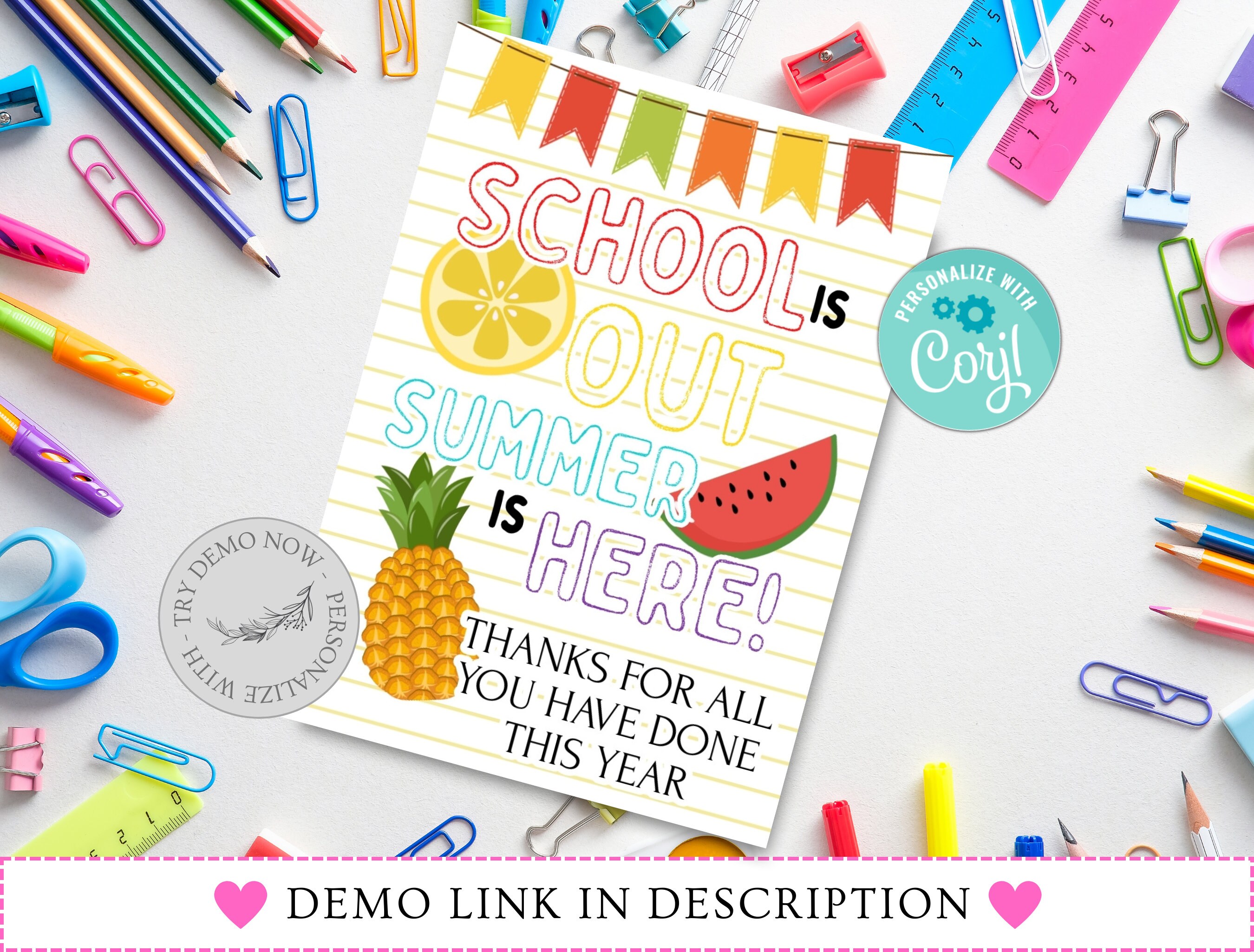 School is Out Summer is Here Thank You Gift Tag, Teacher Appreciation ...
