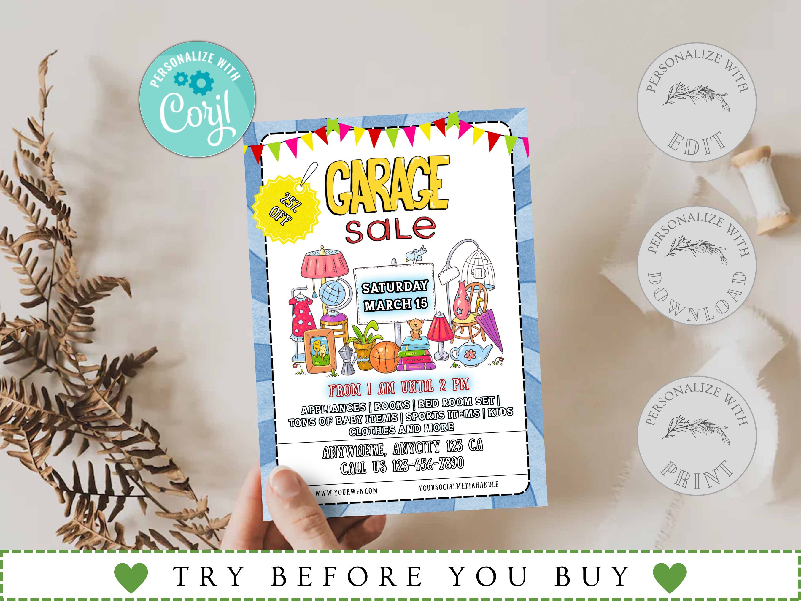 Editable Garage Sale Flyer Template, Sale Event Template, Instant ...
