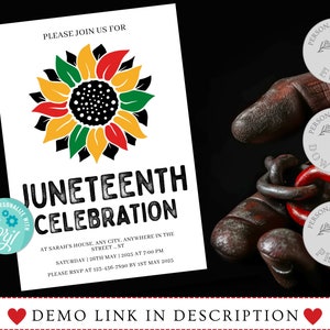 Juneteenth Celebration Digital Editable Template, Juneteenth Party ...