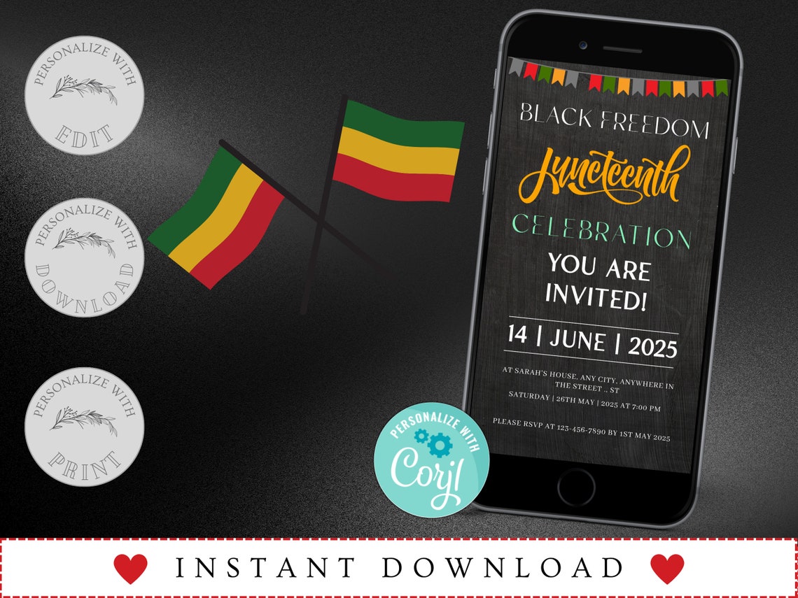 Printable Juneteenth Celebration Invitation, Editable Juneteenth Event ...