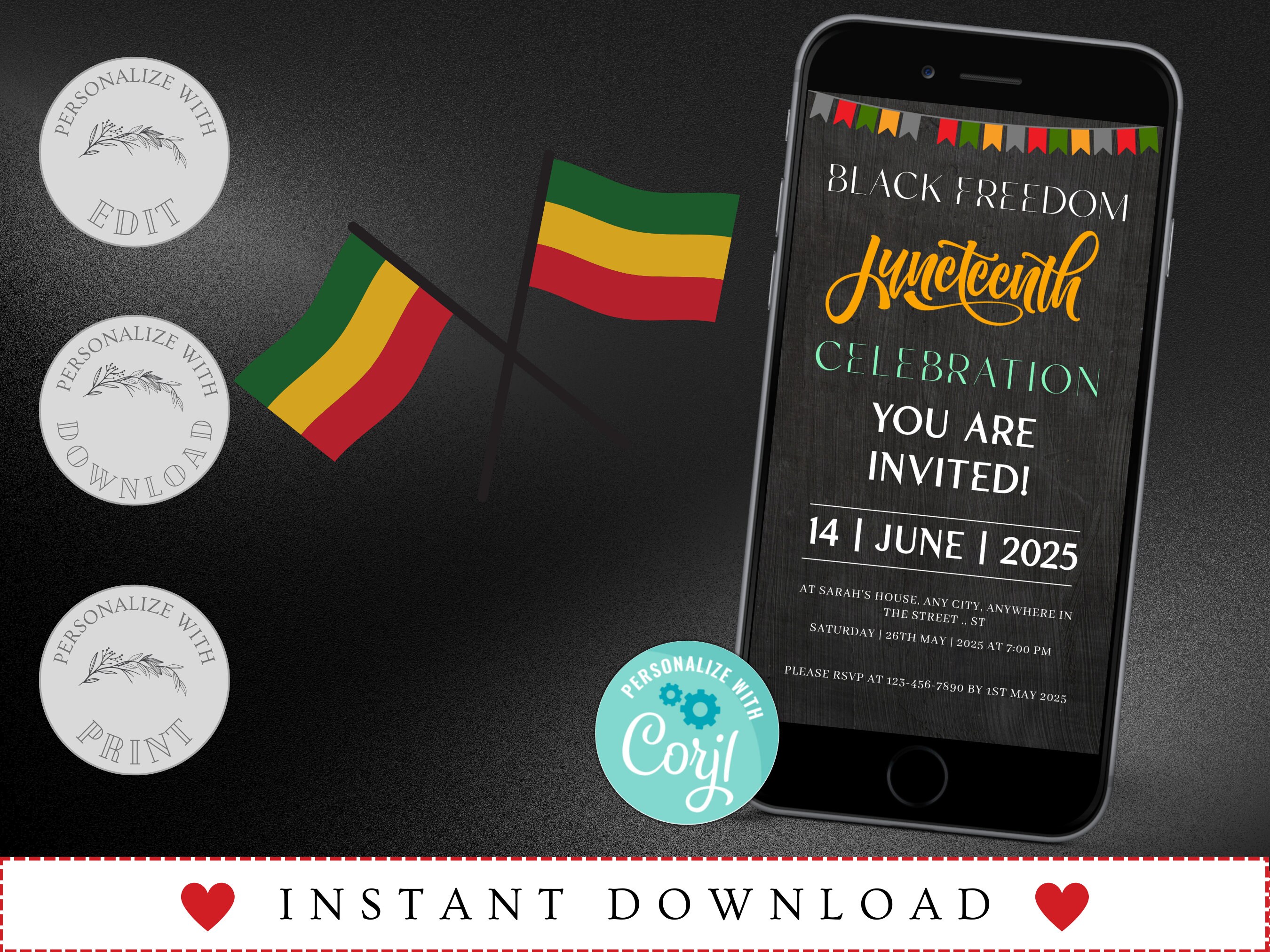 Printable Juneteenth Celebration Invitation, Editable Juneteenth Event ...