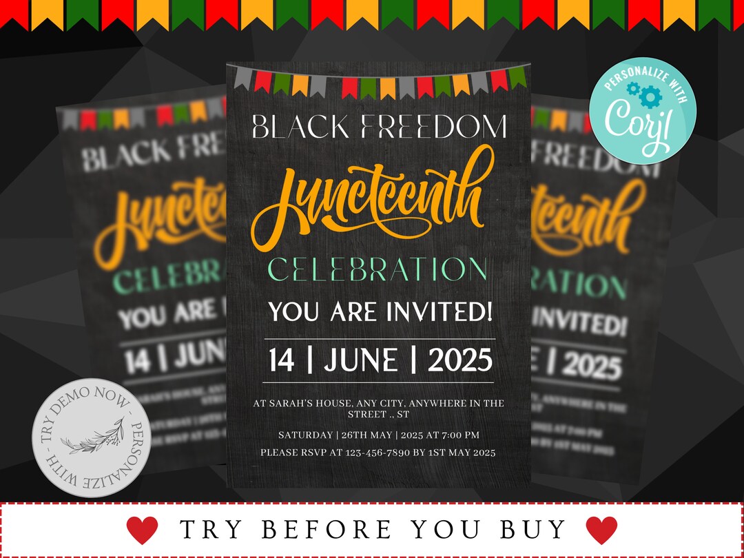 Printable Juneteenth Celebration Invitation, Editable Juneteenth Event ...