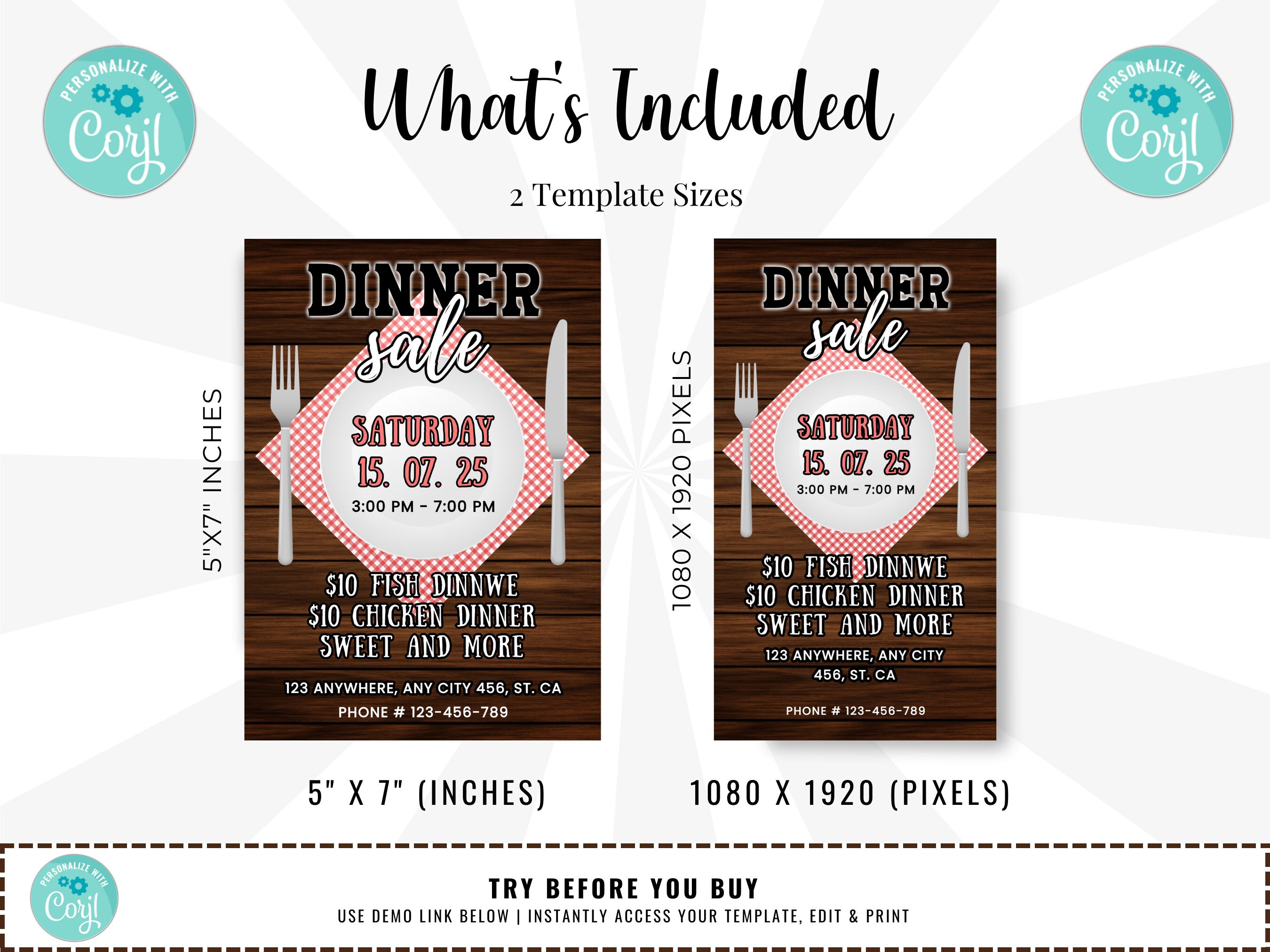 Dinner Sale Flyer, Editable Flyer Template, Food Sale, Dinner Sale ...