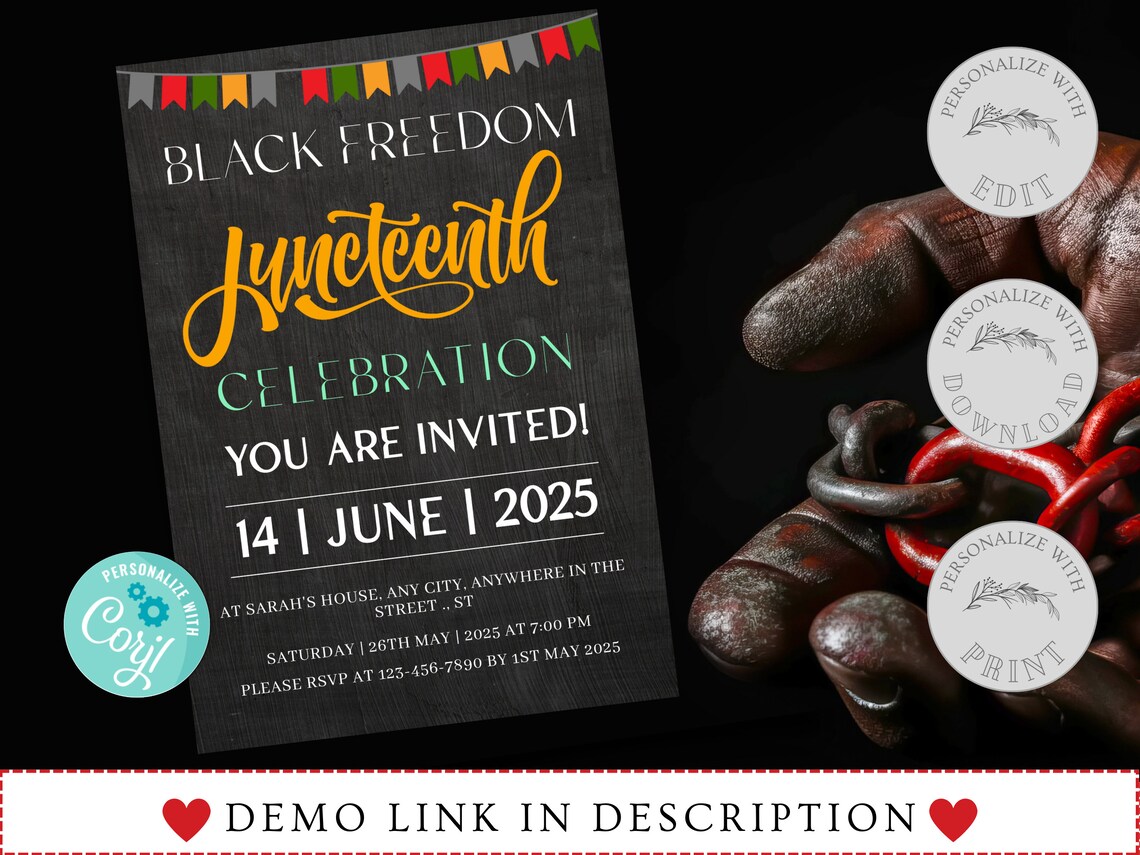 Printable Juneteenth Celebration Invitation, Editable Juneteenth Event ...