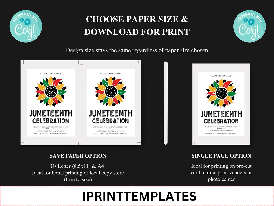 Juneteenth Celebration Digital Editable Template, Juneteenth Party ...