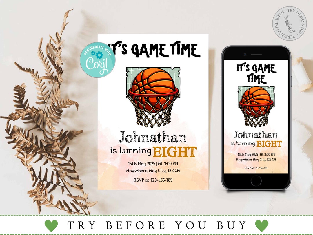 Basketball Birthday Invitation Template, Basketball Birthday Invitation ...