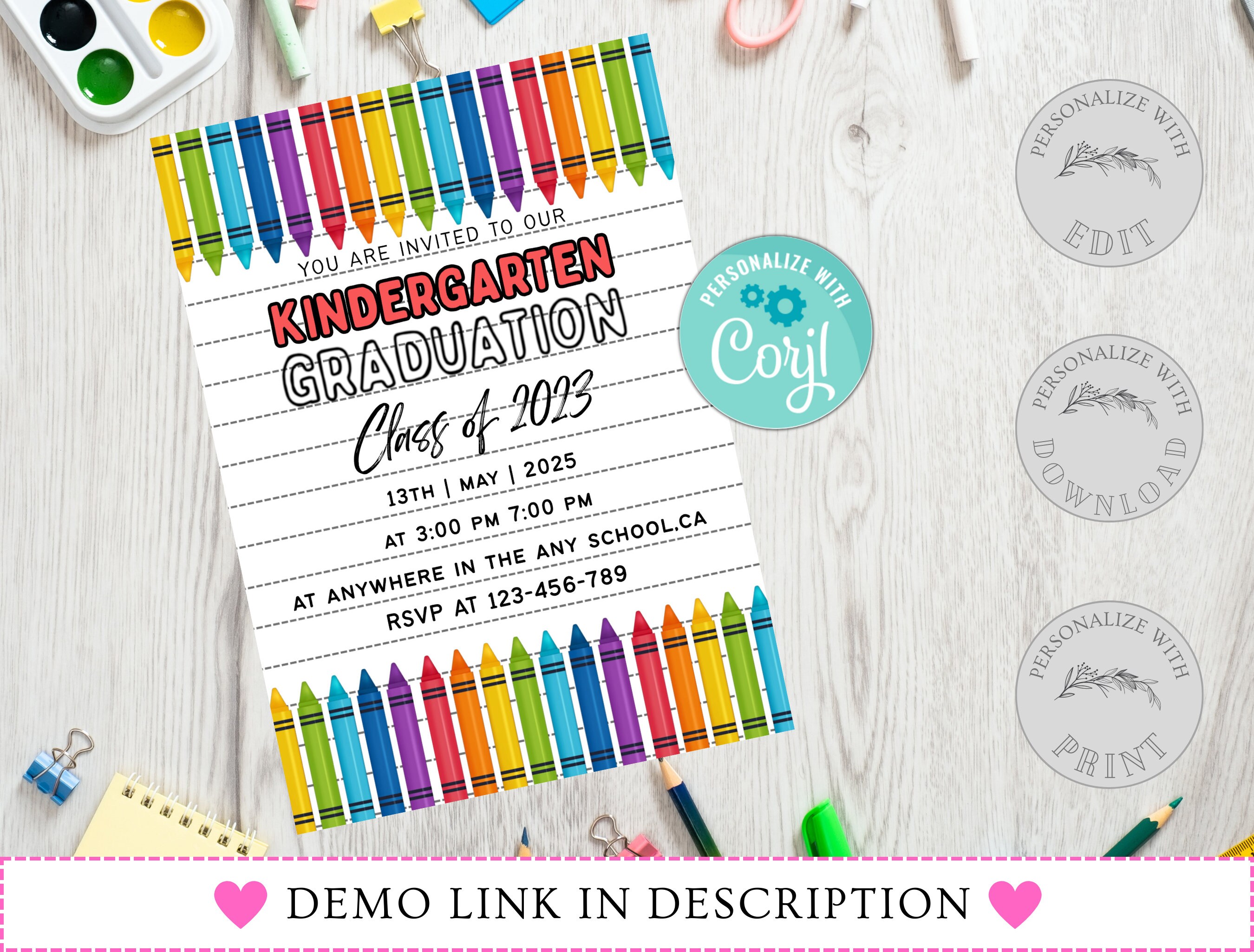Kindergarten Graduation Invitation, Editable Kindergarten Graduation ...