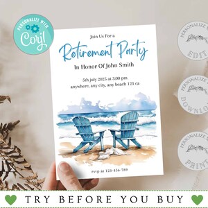 Retirement Beach Party Invitation Template, Beach Retirement Party ...