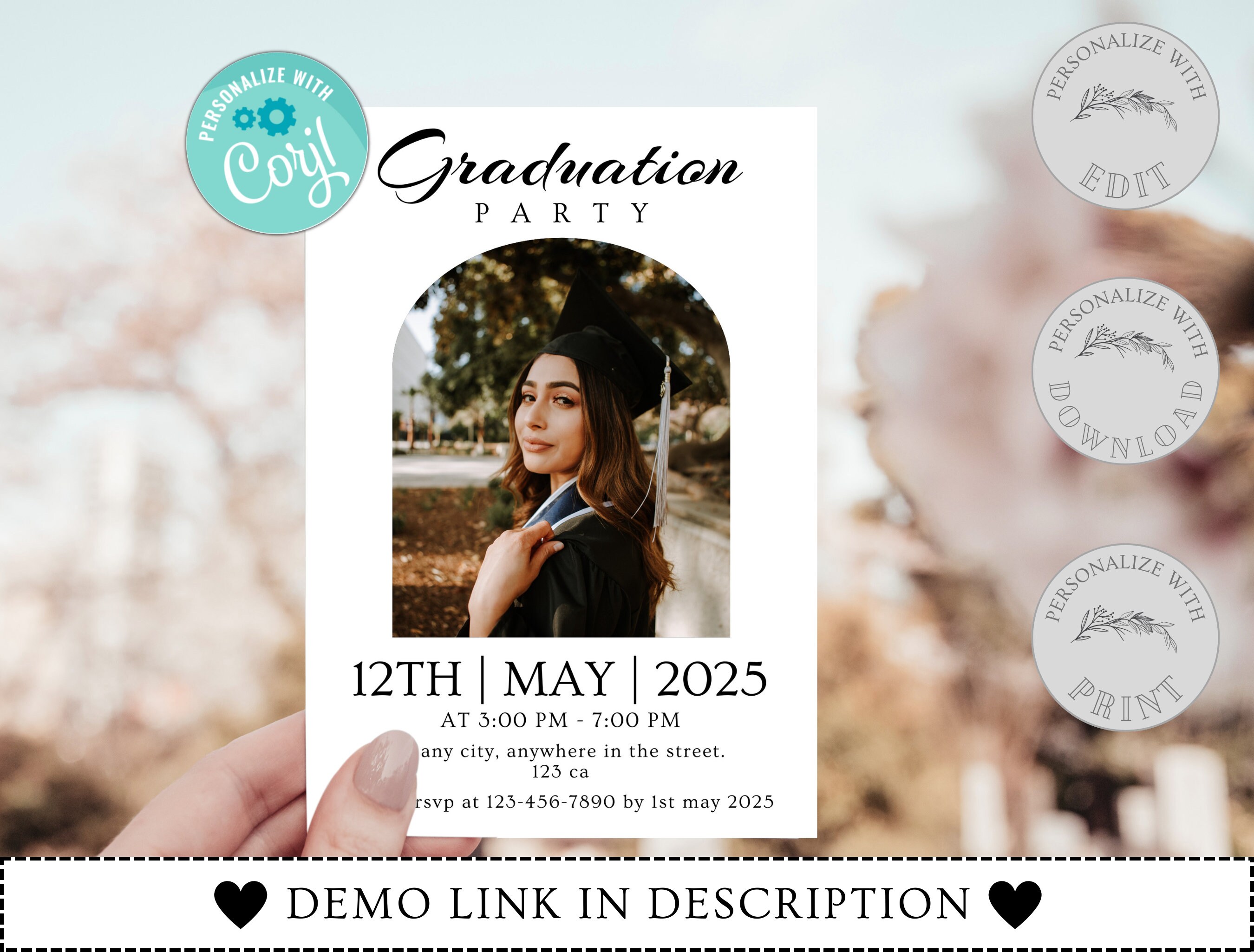 Editable Graduation Party Invitation Template With Photos for Instant ...