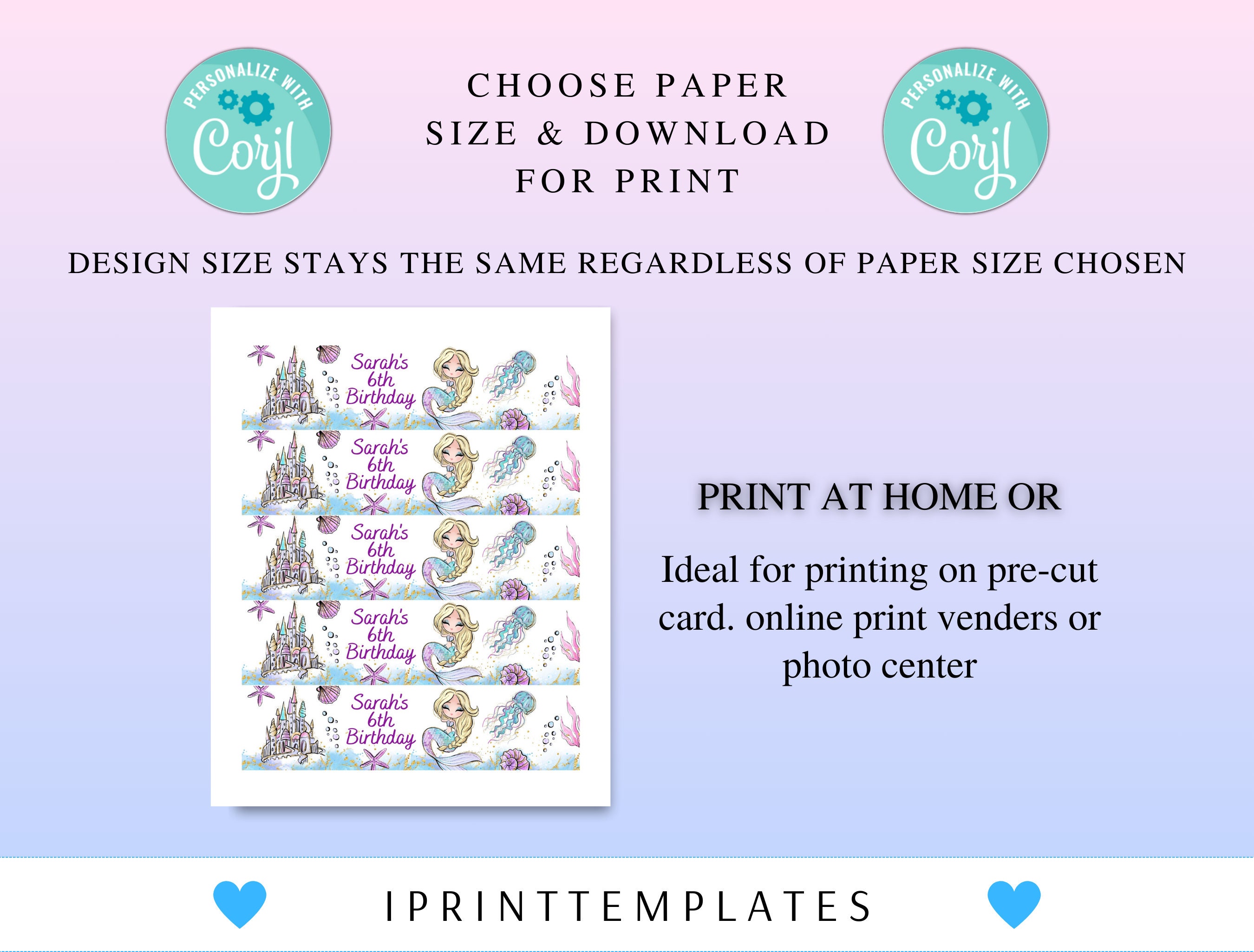 Editable Mermaid Birthday Water Bottle Label, Mermaids Bottle Label ...