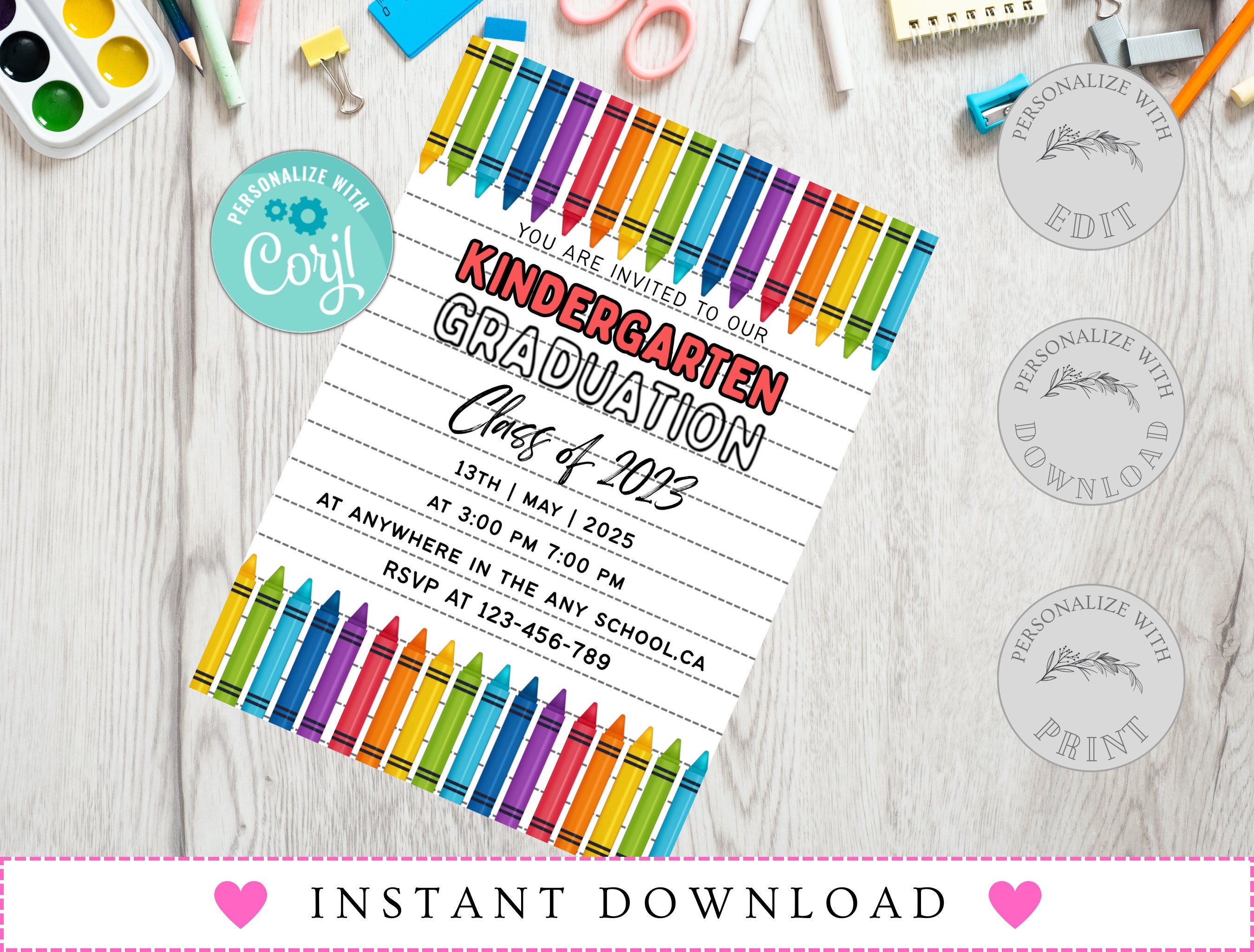 Kindergarten Graduation Invitation, Editable Kindergarten Graduation ...