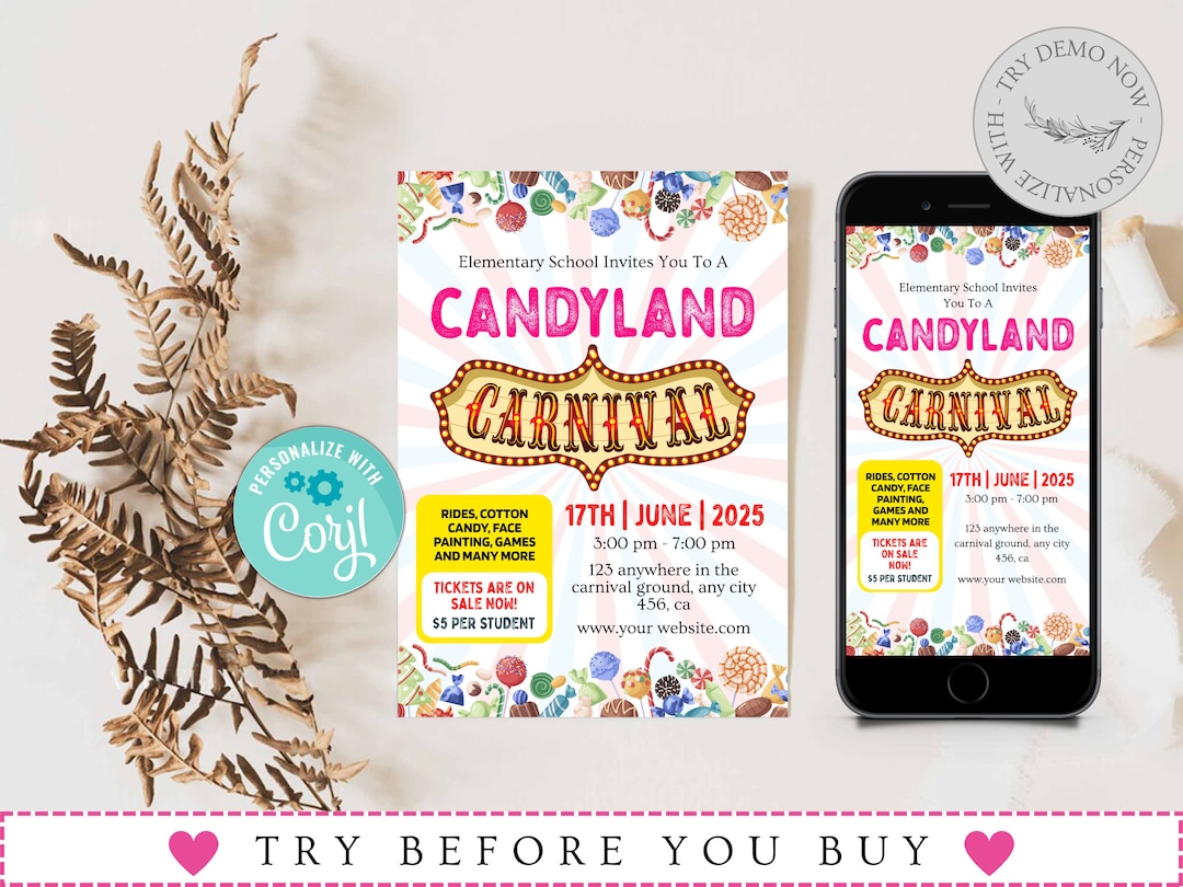 Candy Carnival Flyer, Printable Circus Flyer Template, Church ...