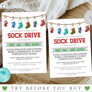 Winter Sock Drive Flyer Template, Sock Drive, Nonprofit Charity ...
