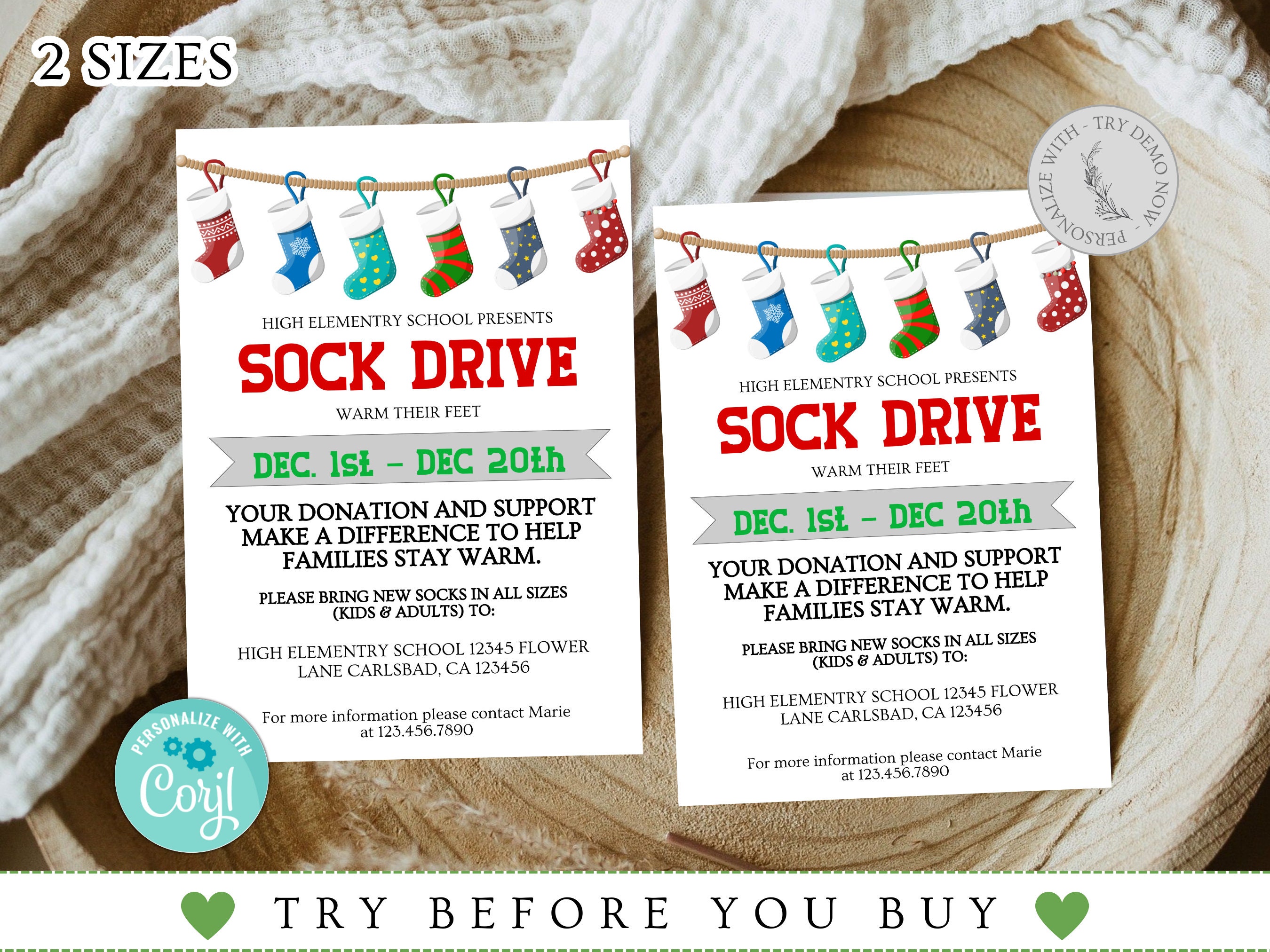 Winter Sock Drive Flyer Template, Sock Drive, Nonprofit Charity ...