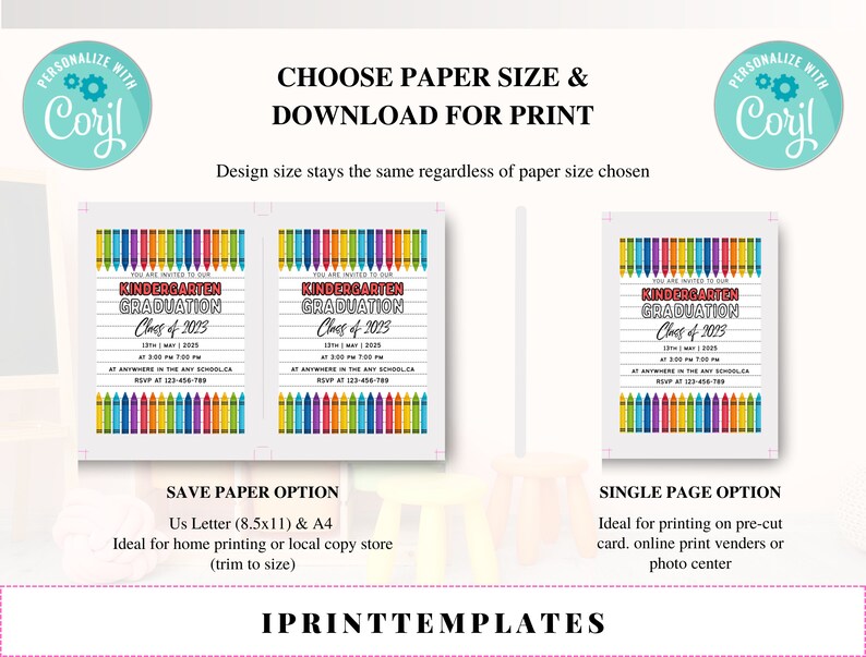 Kindergarten Graduation Invitation, Editable Kindergarten Graduation ...