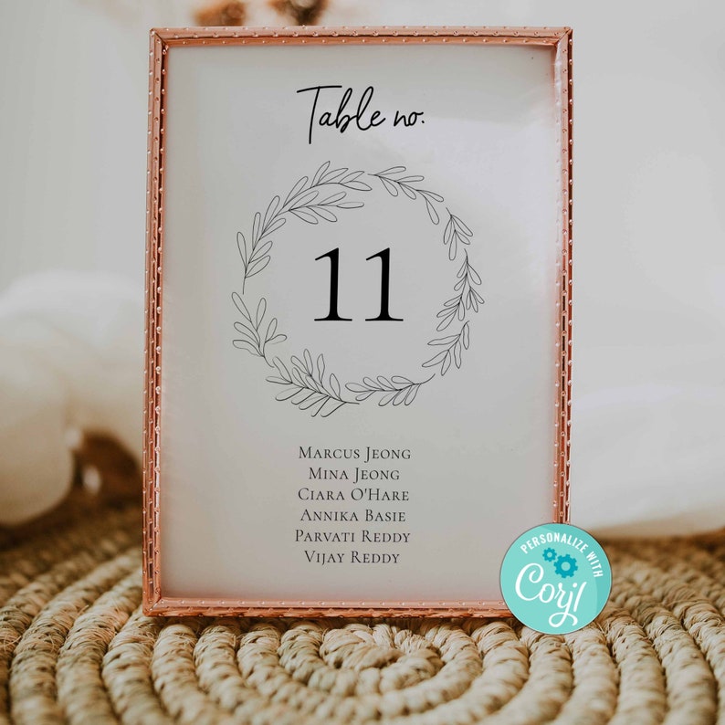 Wedding Seating Chart Cards Template Printable Table Numbers - Etsy