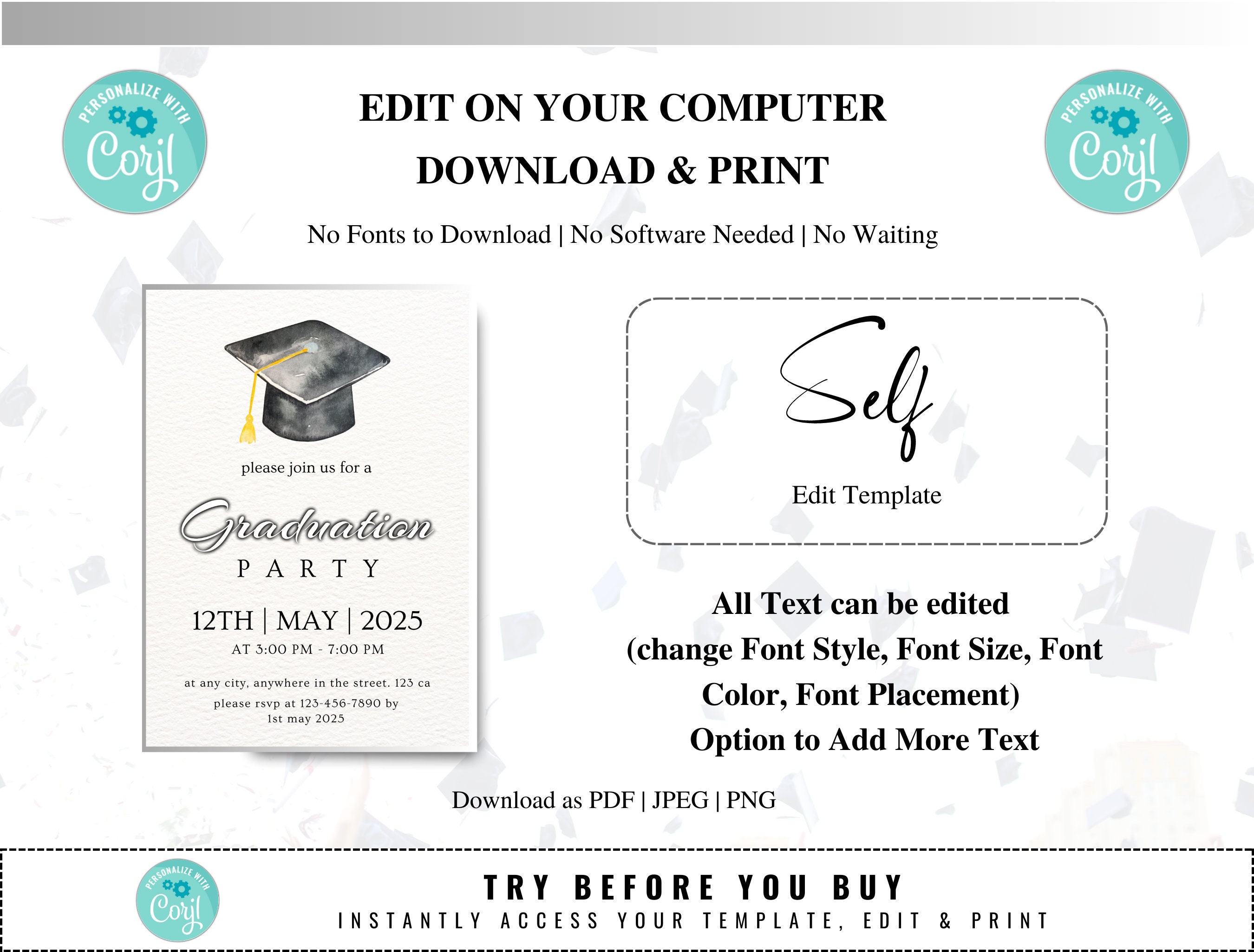 Graduation Party Invitation Template, Printable Graduation Party ...