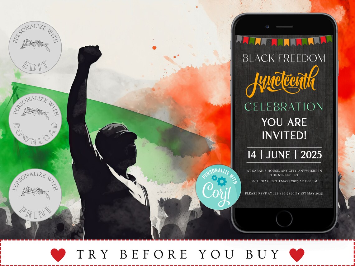 Printable Juneteenth Celebration Invitation, Editable Juneteenth Event ...