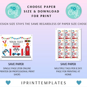 Editable Race Car Food Tags, Racecar Party, Buffet Racing Car, Tent ...