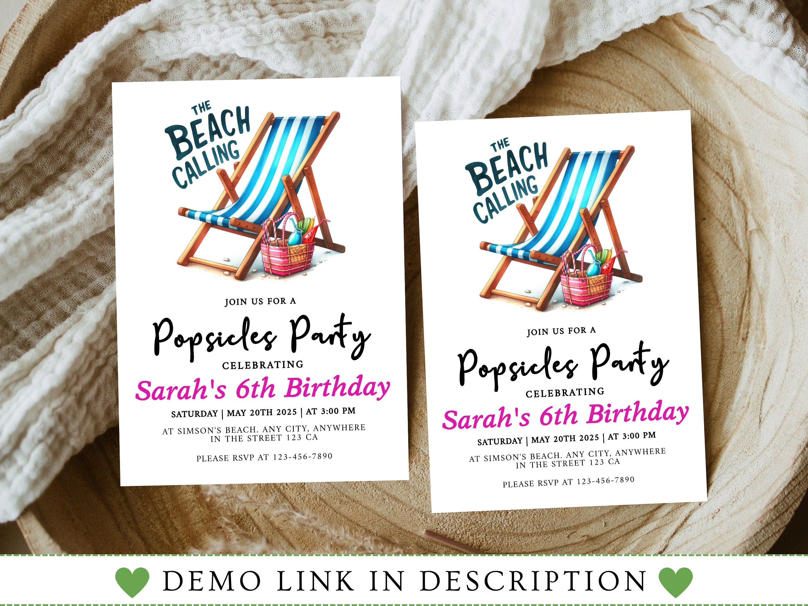 Editable Beach Party Invitation, Girl Birthday Invitation, Surf's Up ...