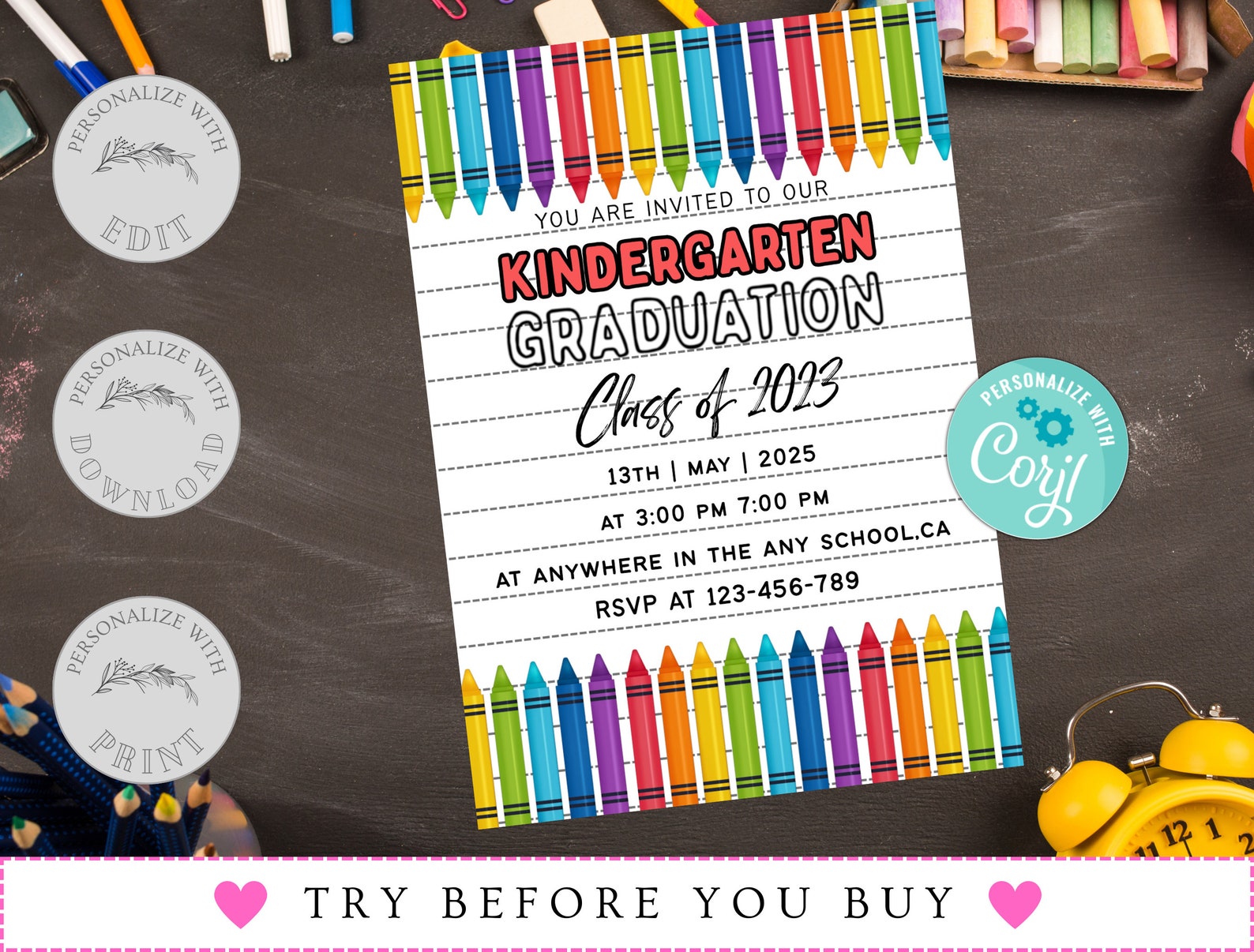 Kindergarten Graduation Invitation, Editable Kindergarten Graduation ...