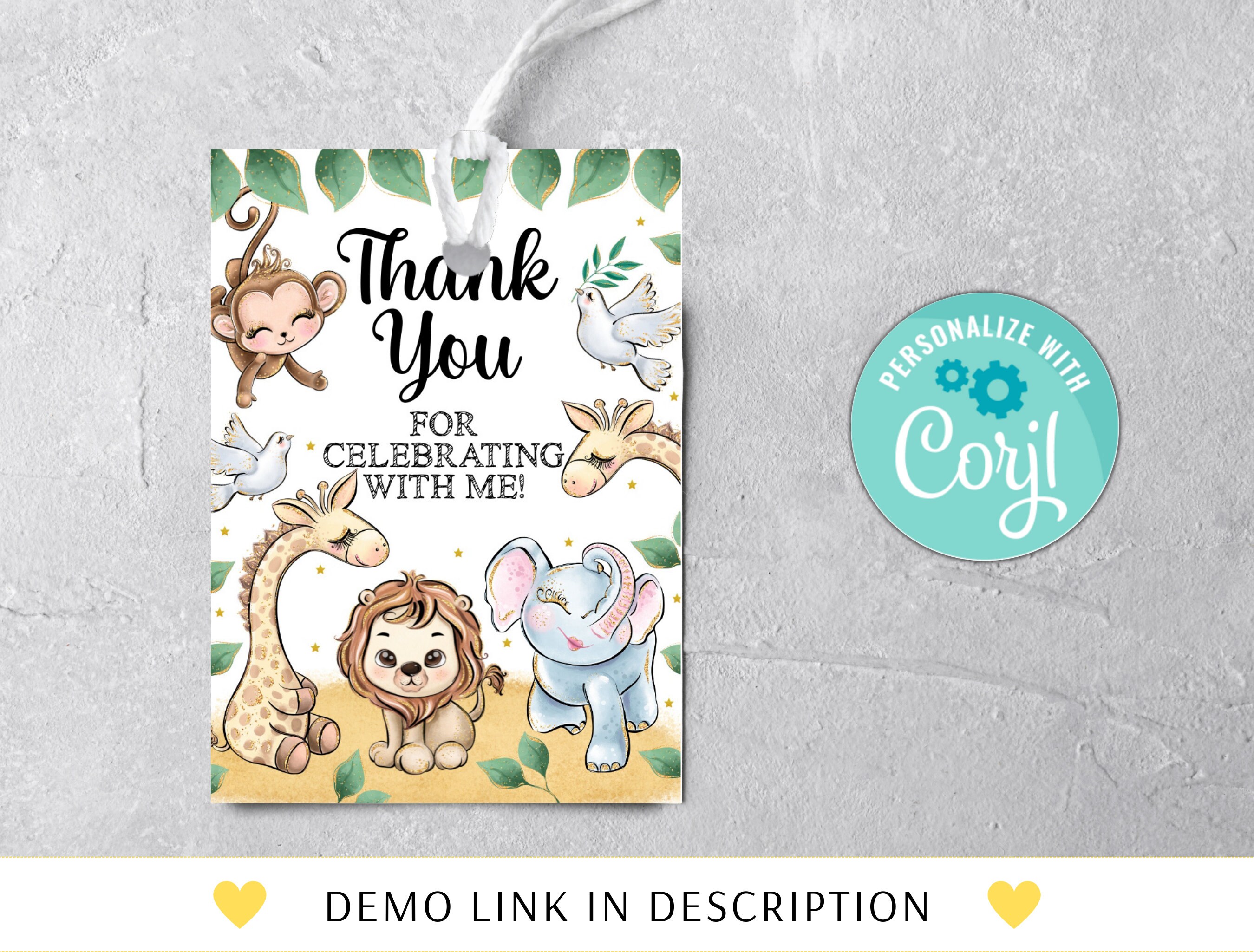 Editable Safari Favor Tags, Boy Wild One 1st Birthday Thank You Tags ...