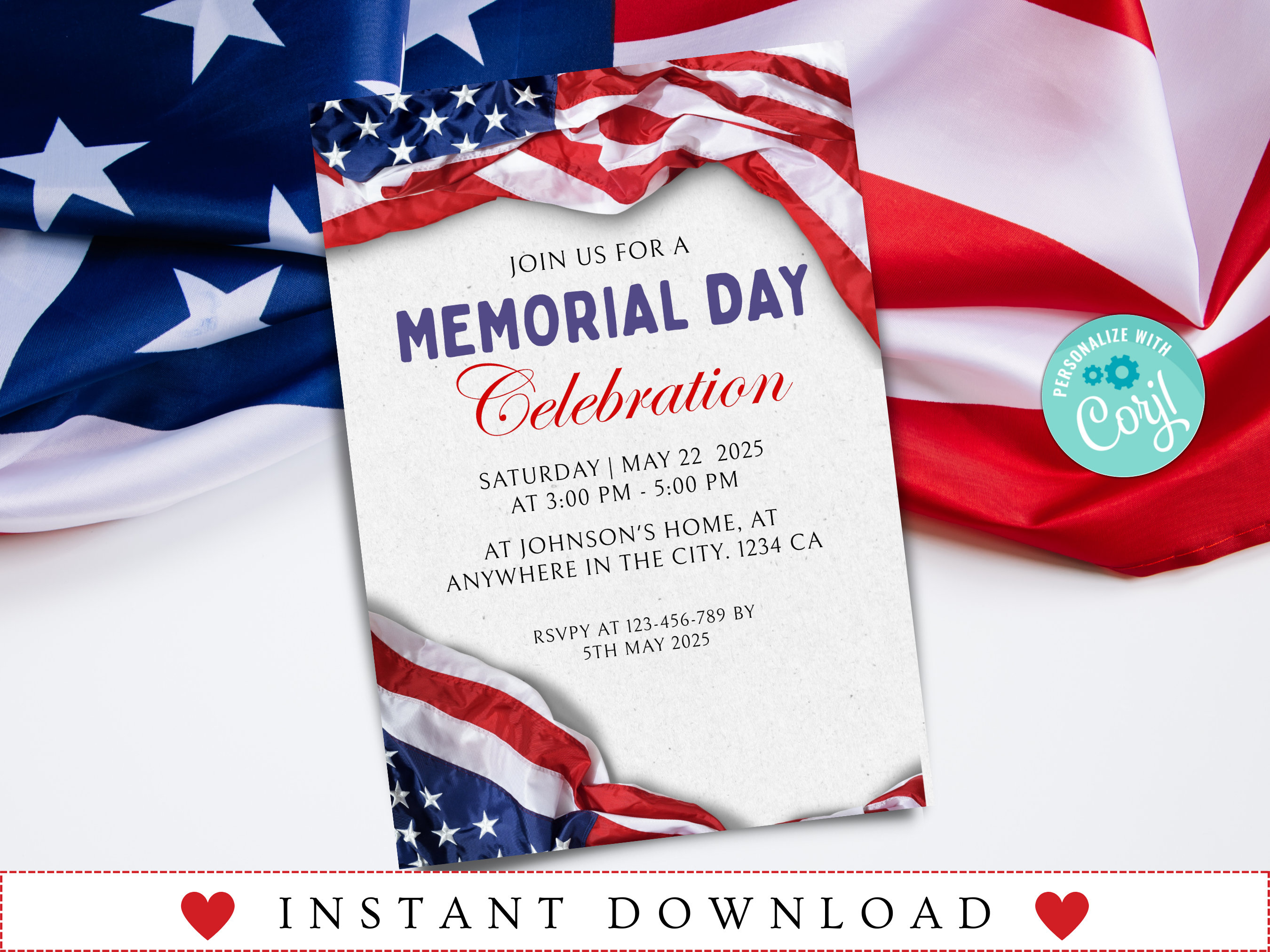 Memorial Day Invitation, Memorial Day Invite, Memorial Day Party ...