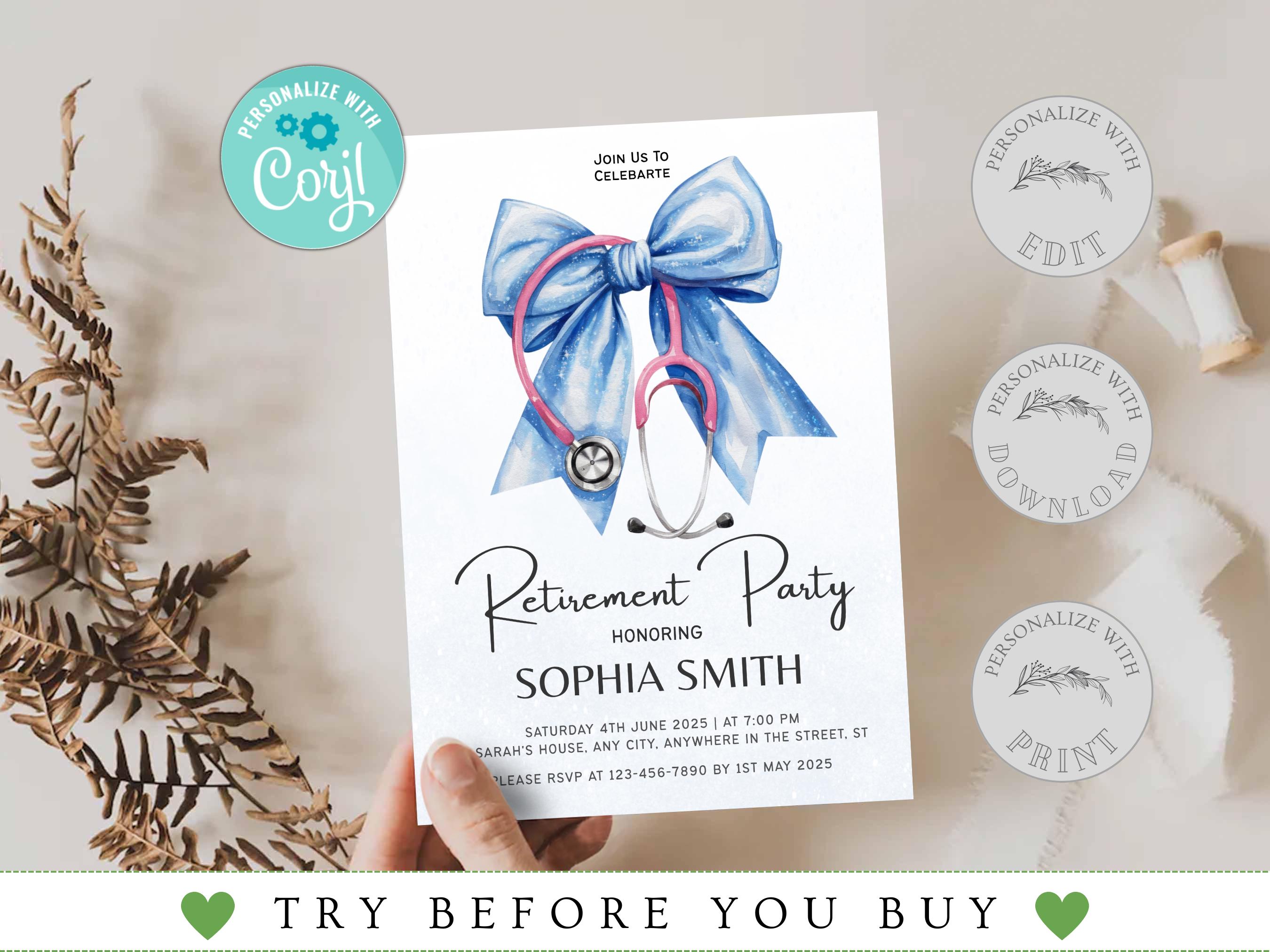 Nurse Retirement Invitation Template, Nurse Retirement Party Invite ...