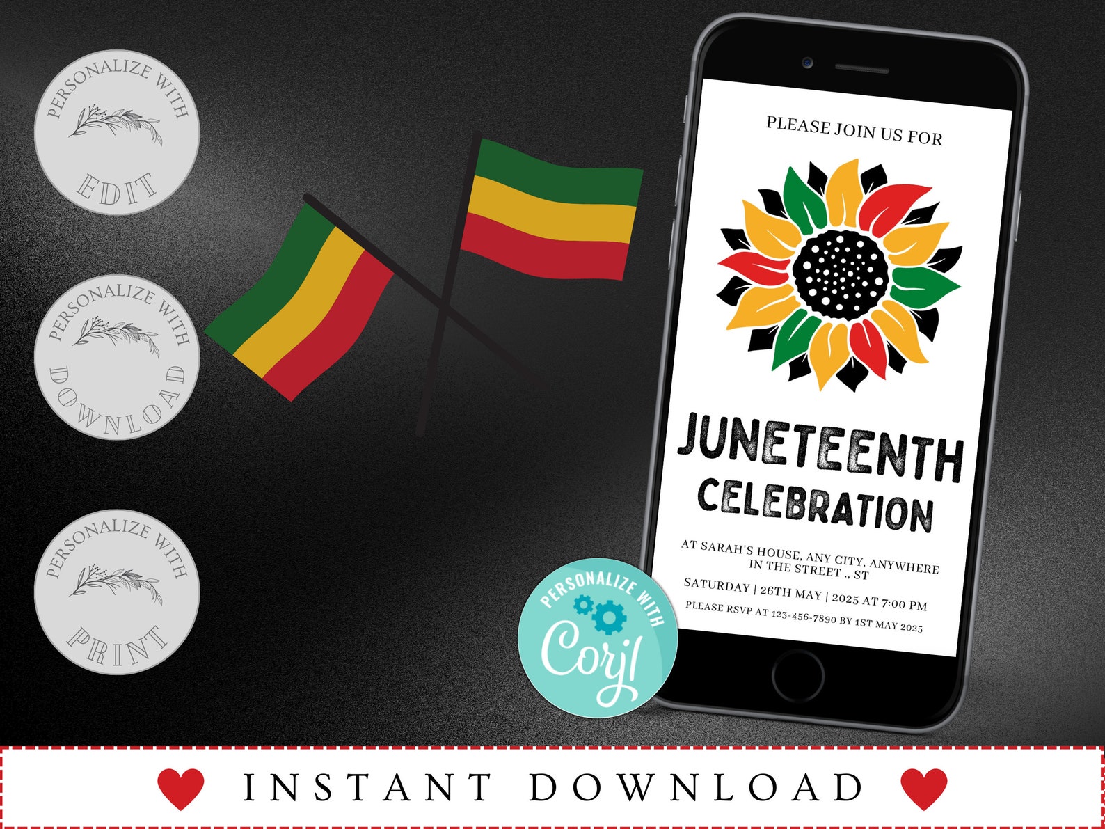 Juneteenth Celebration Digital Editable Template, Juneteenth Party ...