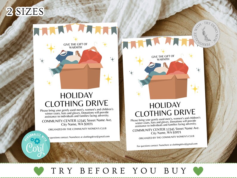 Holiday Clothing Drive Flyer Template, Coat Drive Flyer, Winter ...