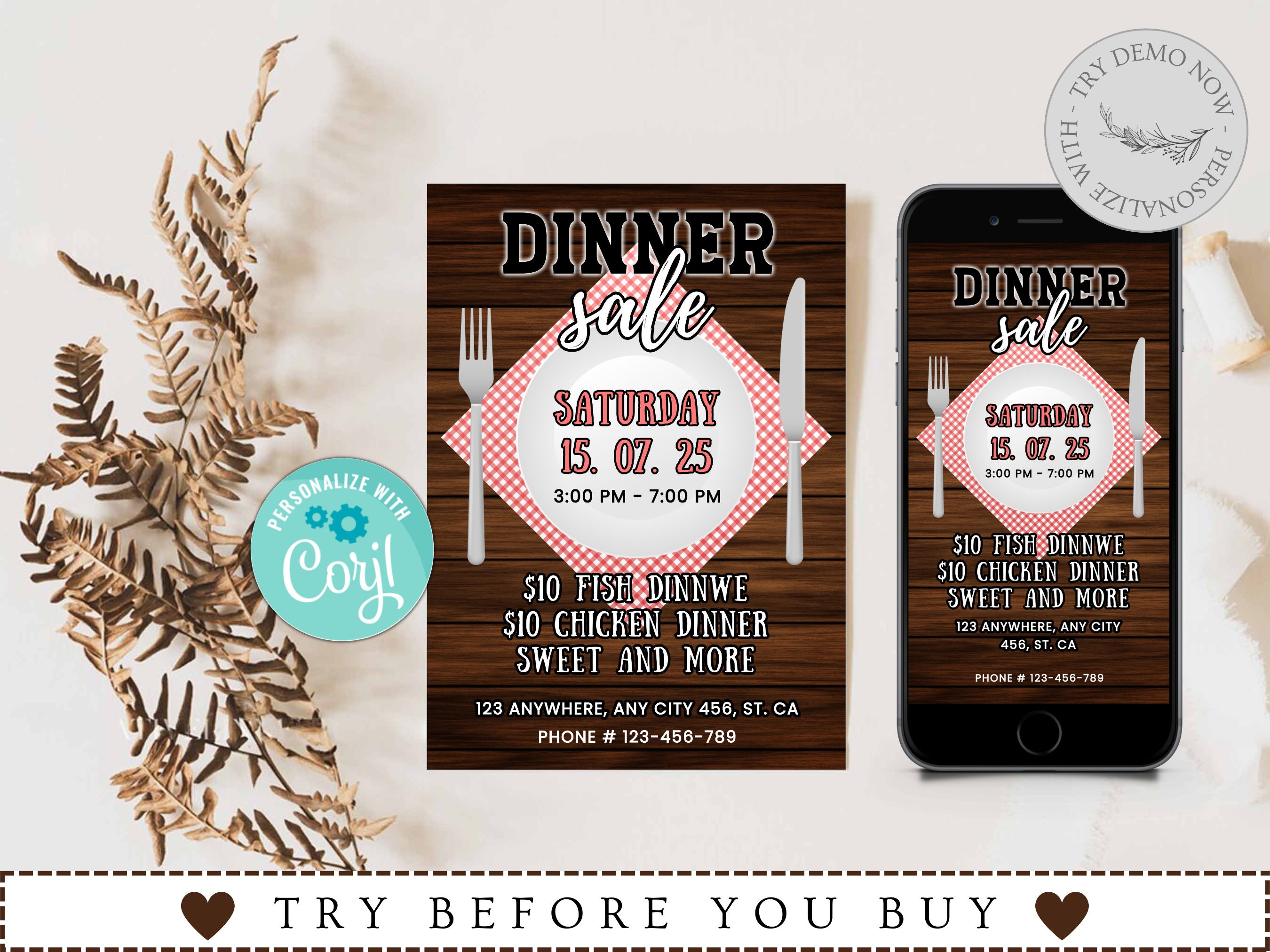Dinner Sale Flyer, Editable Flyer Template, Food Sale, Dinner Sale ...