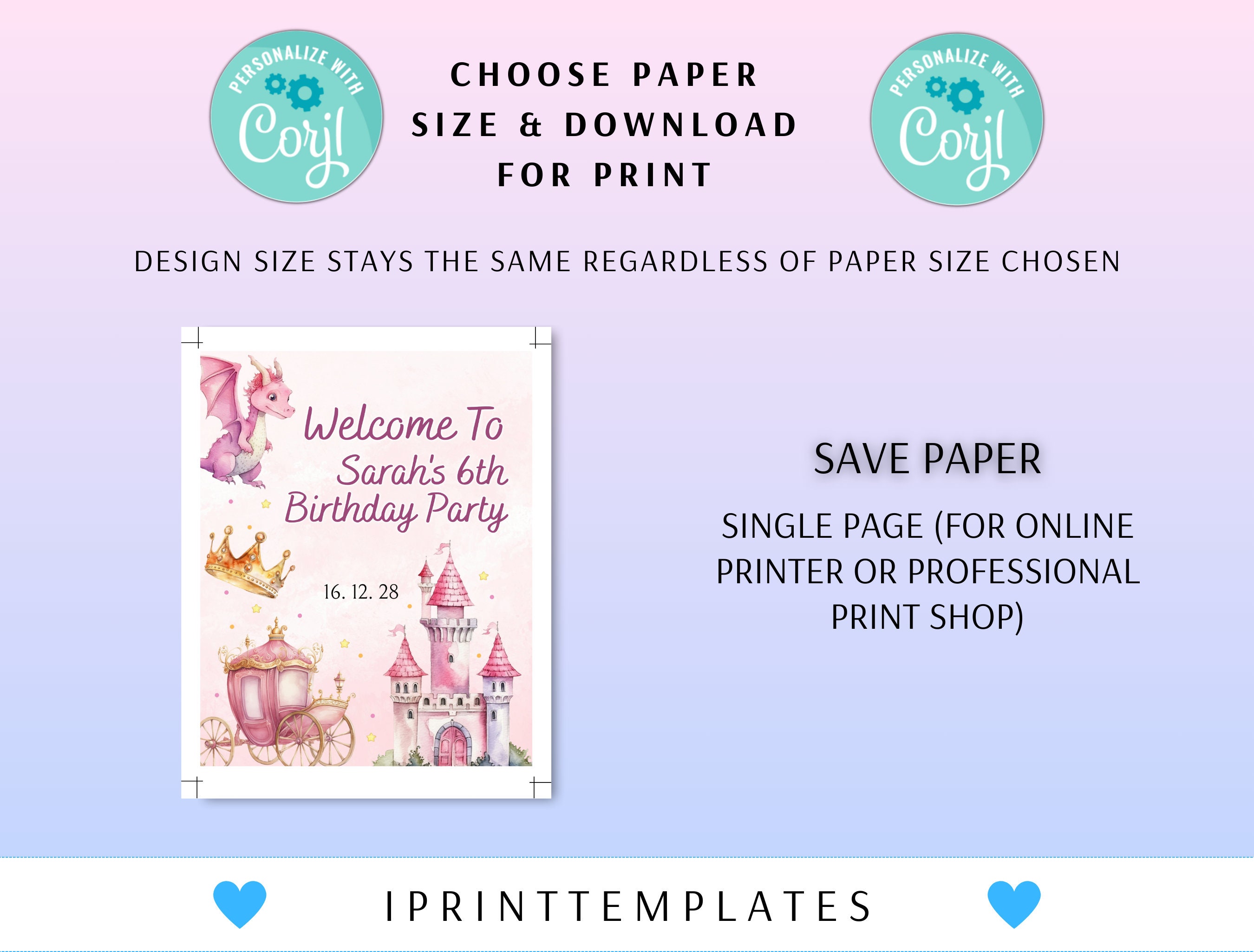 Princess Birthday Welcome Sign Template, Royal Girl Birthday, Crown ...