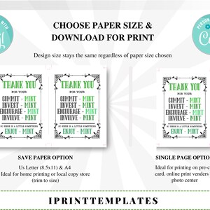 Thank You Mint Printable, Appreciation Mint Printable Tag, Editable ...