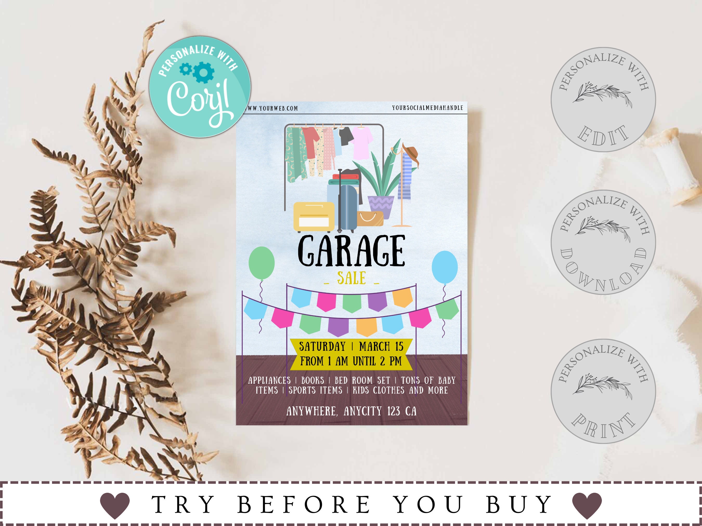 Garage Sale Flyer Template, Garage Sale Flyer, Yard Sale Flyer, Garage ...