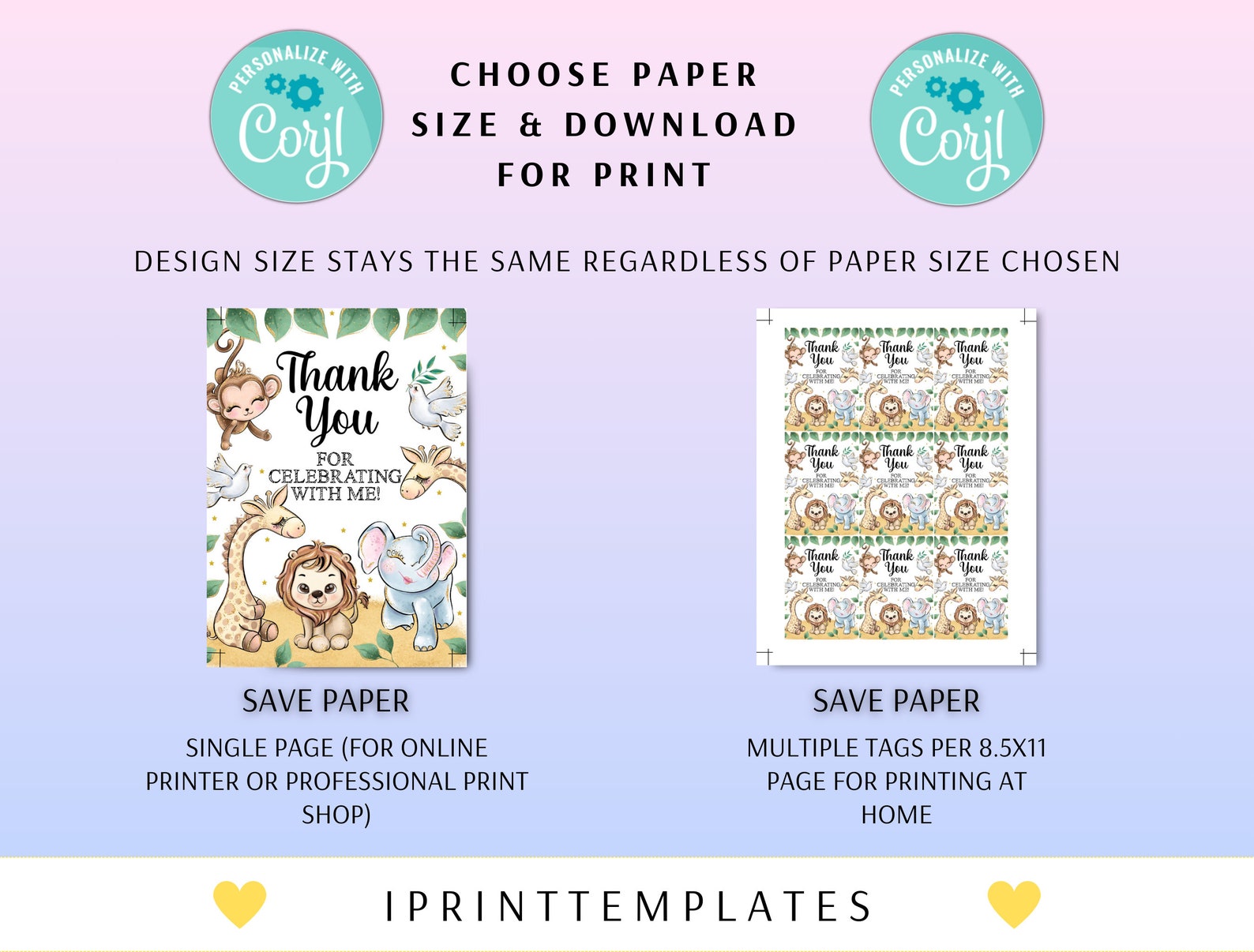 Editable Safari Favor Tags, Boy Wild One 1st Birthday Thank You Tags ...