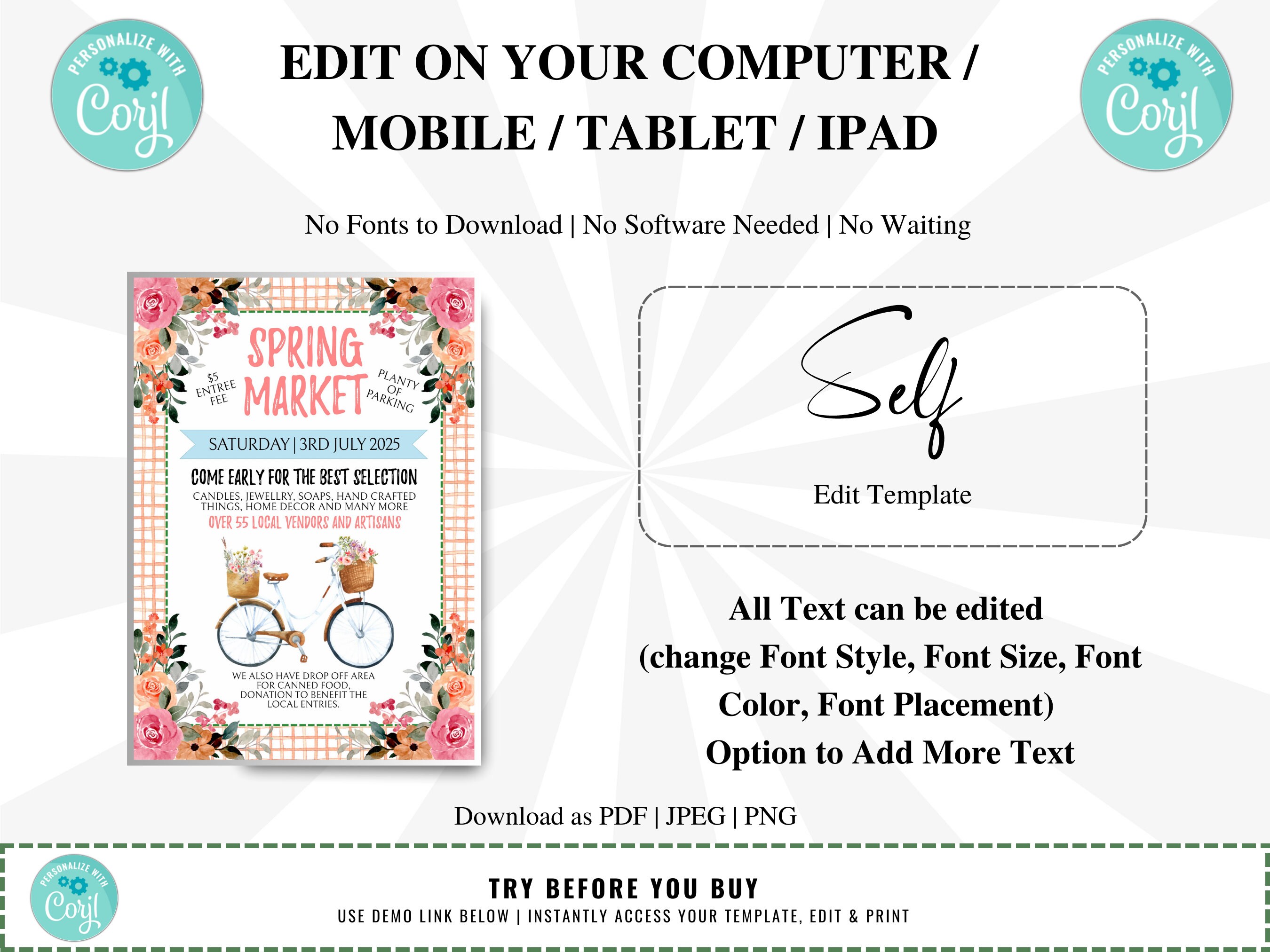 Editable Spring Market Flyer Template, Editable Spring Flyer, Diy ...