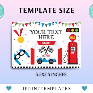 Editable Race Car Food Tags, Racecar Party, Buffet Racing Car, Tent ...