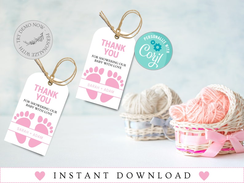 Baby Shower Gift Tag Printable Foot Themed Thank You Tags - Etsy