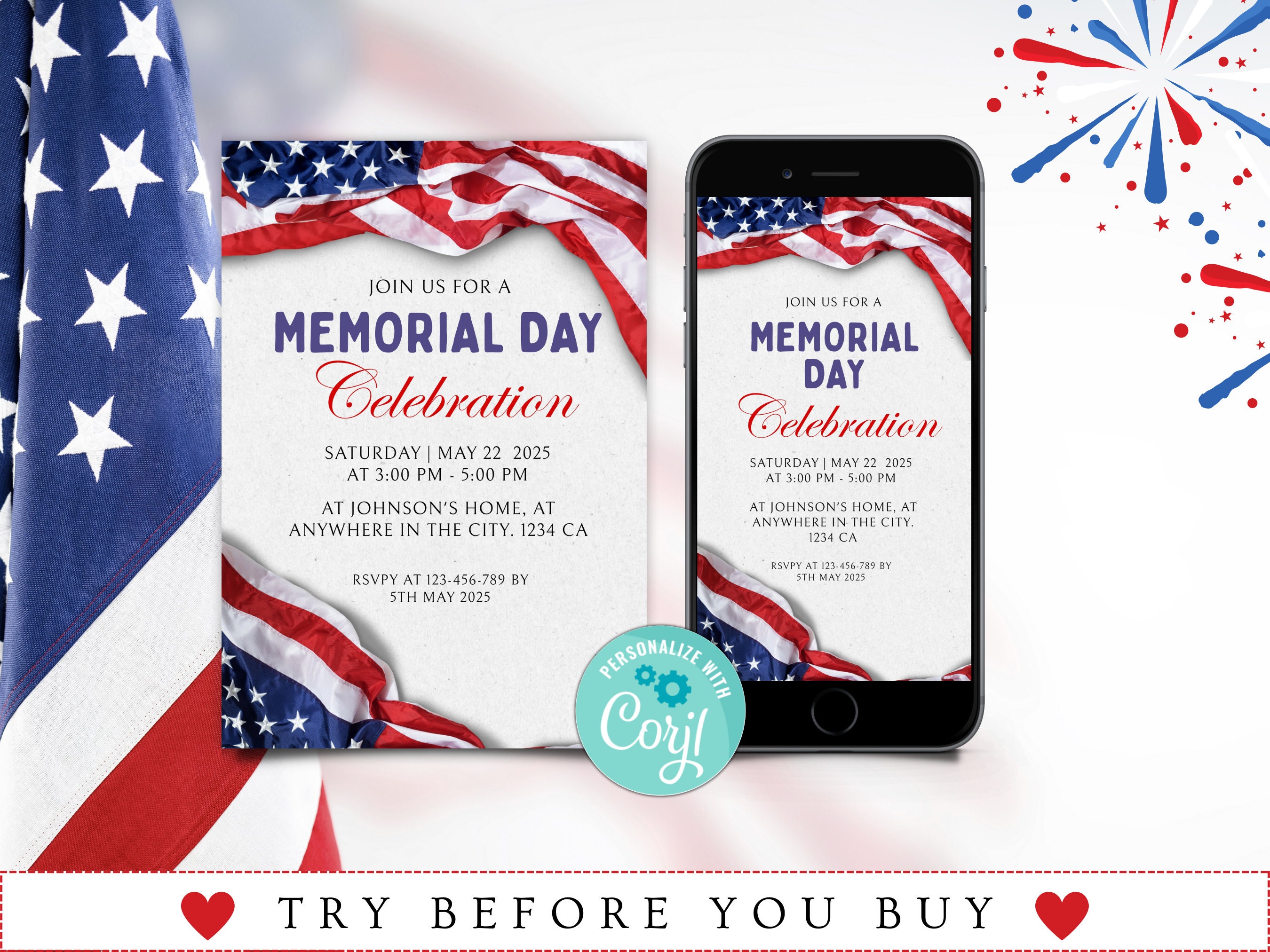 Memorial Day Invitation, Memorial Day Invite, Memorial Day Party ...