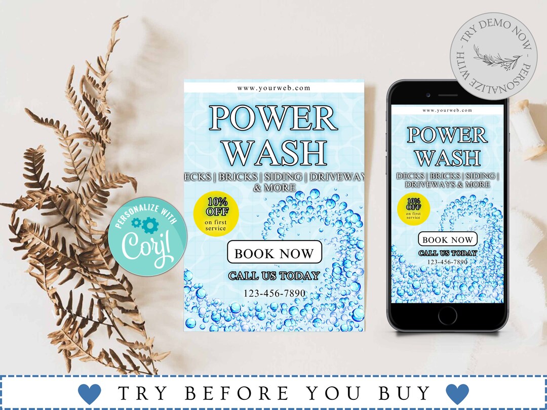 Power Wash Service Flyer, Power Washing Flyer, Flyer Template, Edit ...