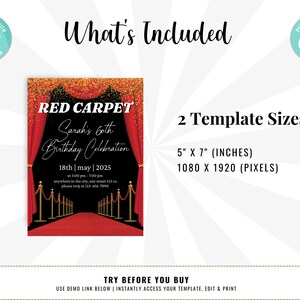 Red Carpet Birthday Invitation, Red Carpet Event Invitation, Red Carpet ...