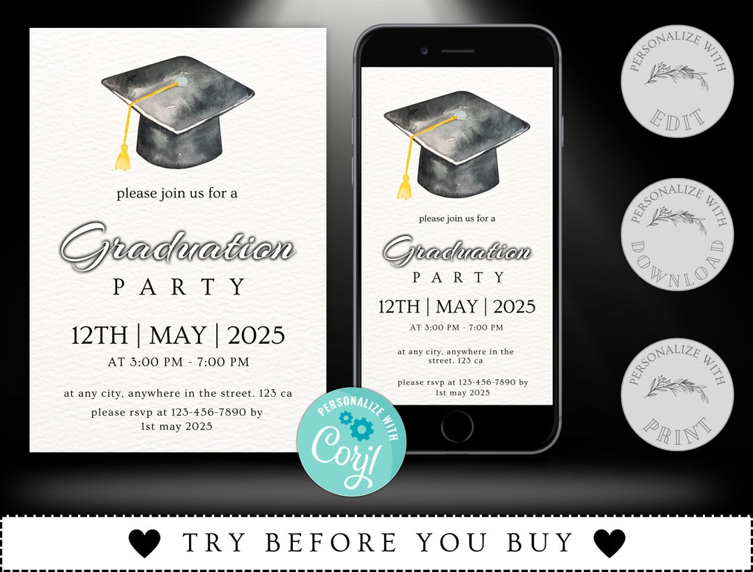 Graduation Party Invitation Template, Printable Graduation Party ...